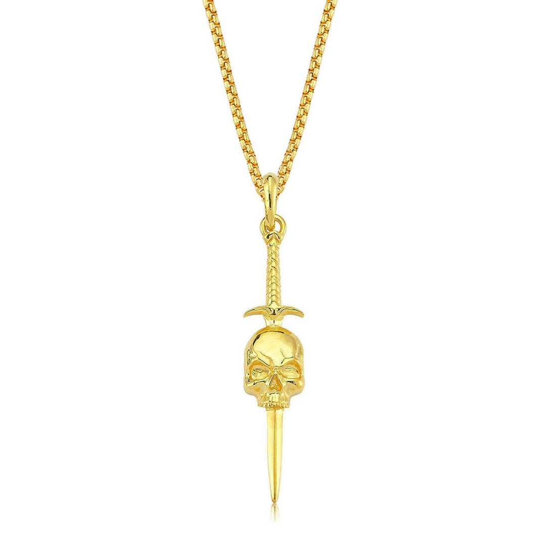 Skull and Sword Pendant With Red Swarovski Zirconia Black - Etsy