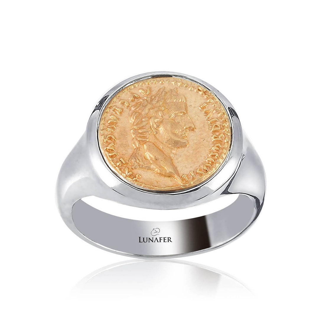 Trajan Coin Ring Archaeological Jewelgold and Rhodium - Etsy UK