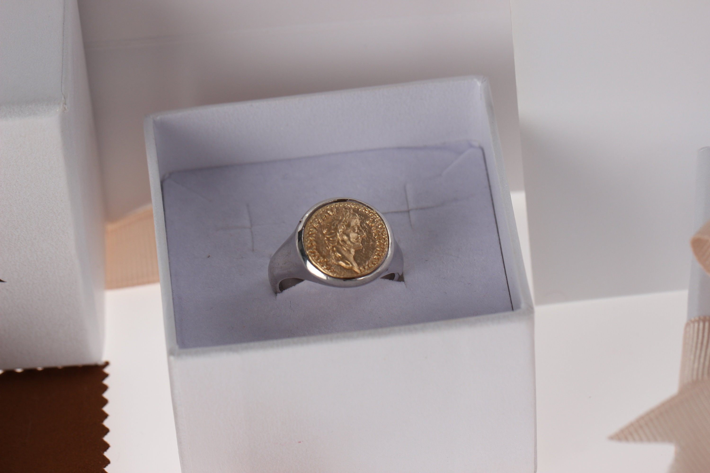 Trajan Coin Ring Archaeological Jewelgold and Rhodium - Etsy UK