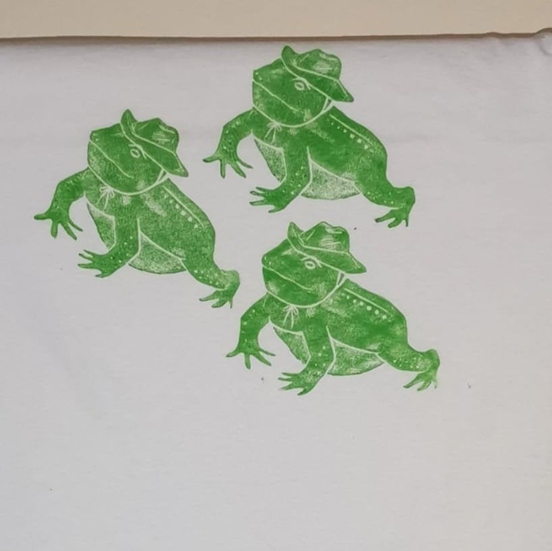 COWBOY FROG Lino Print DOUBLE Cowboy Frogs print and Cowboy | Etsy