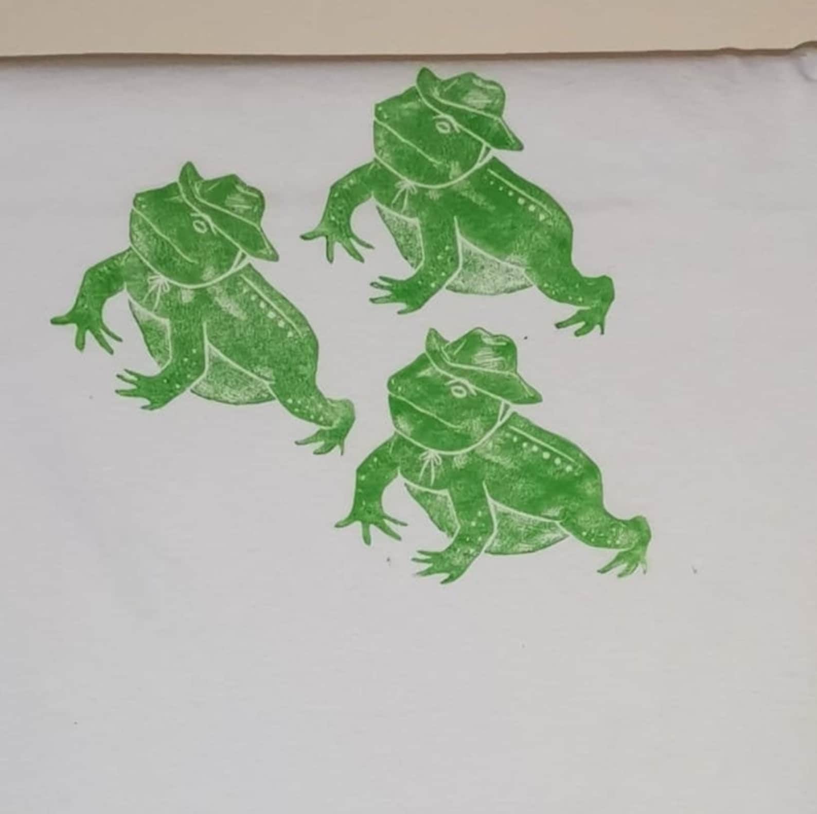 COWBOY FROG Lino Print DOUBLE Cowboy Frogs print and Cowboy | Etsy