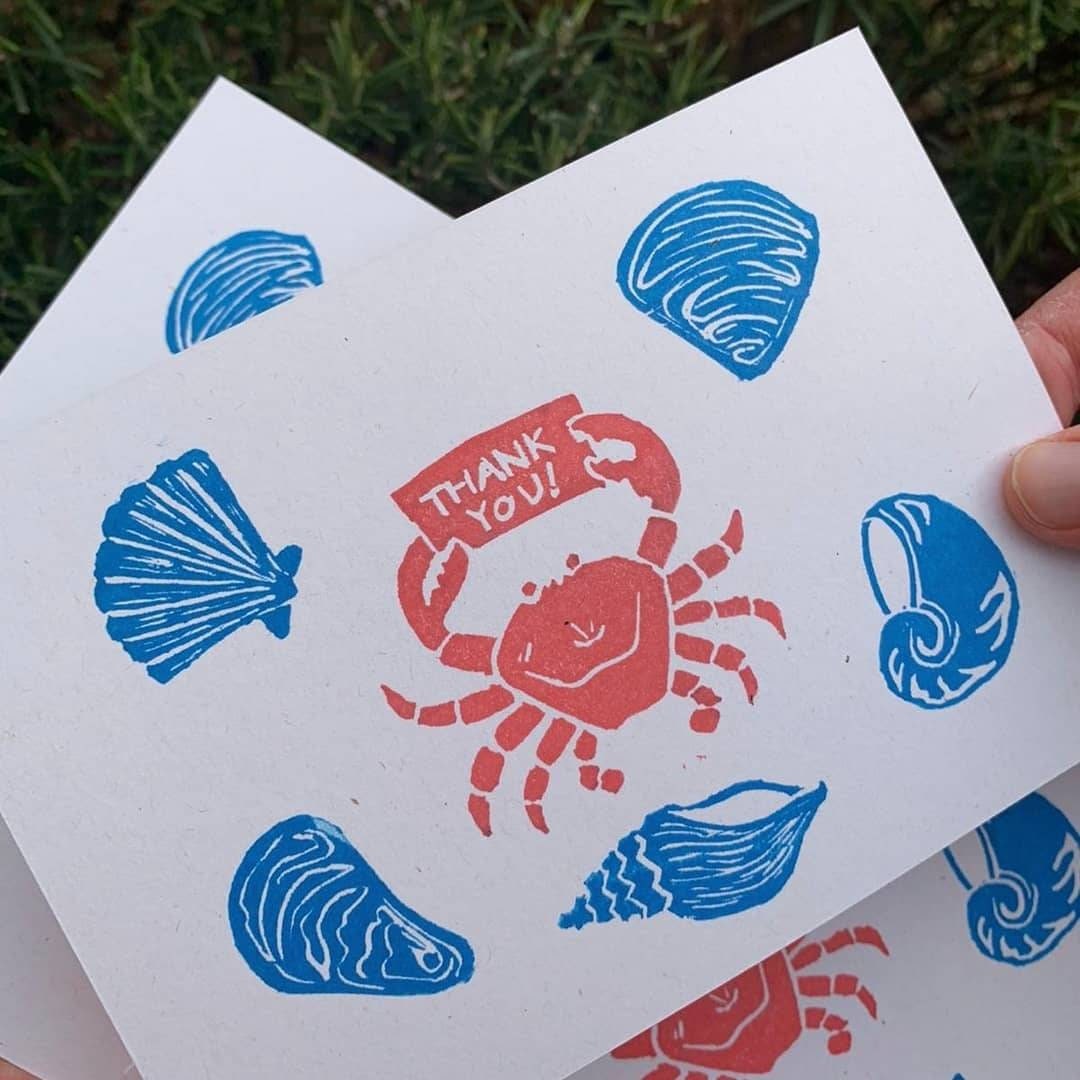 Crabby Thank You Postcards and Assorted Animal Postcards - Etsy