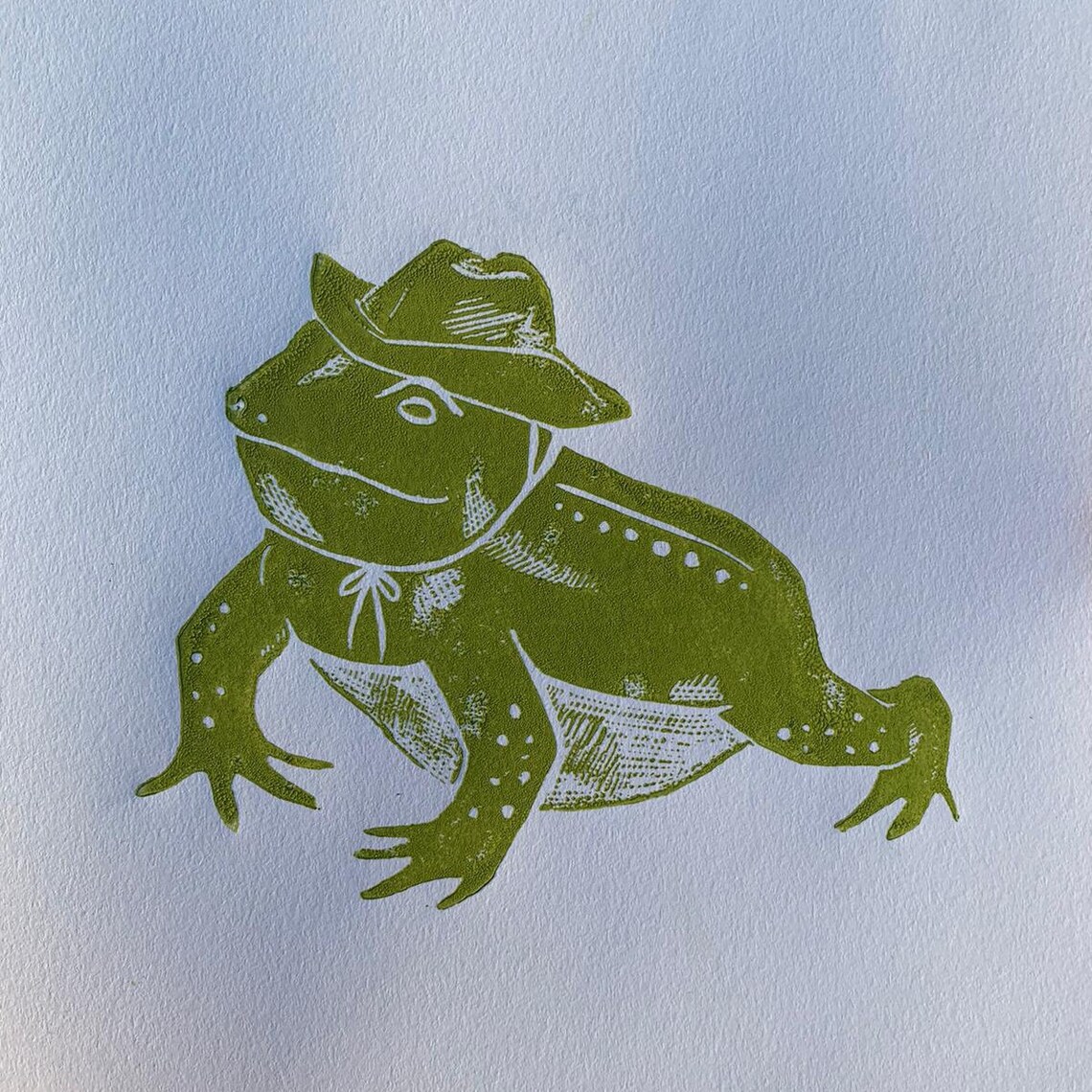 COWBOY FROG Lino Print DOUBLE Cowboy Frogs Print and Cowboy - Etsy UK