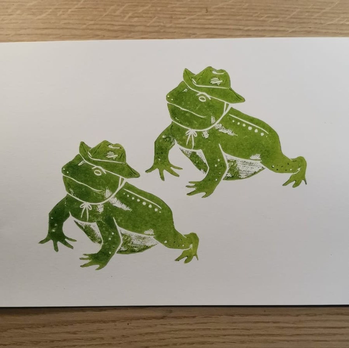 COWBOY FROG Lino Print DOUBLE Cowboy Frogs Print and Cowboy - Etsy UK