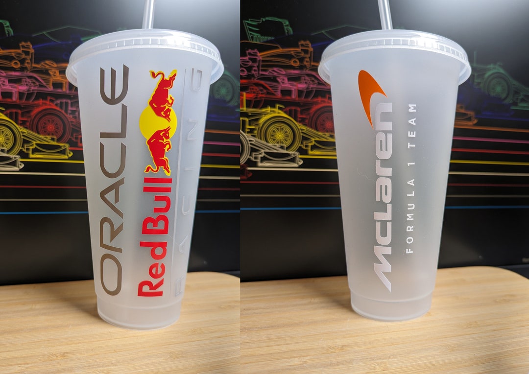 Custom 24oz Cold Cups With F1 Team Logo Vinyl - Red Bull & Mclaren ...