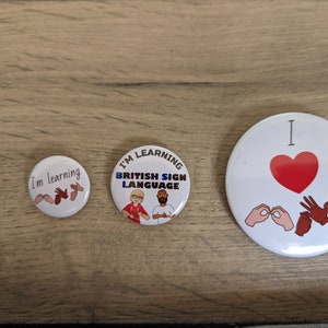 British Sign Language BSL Badges: Learning Level Pins - Etsy UK