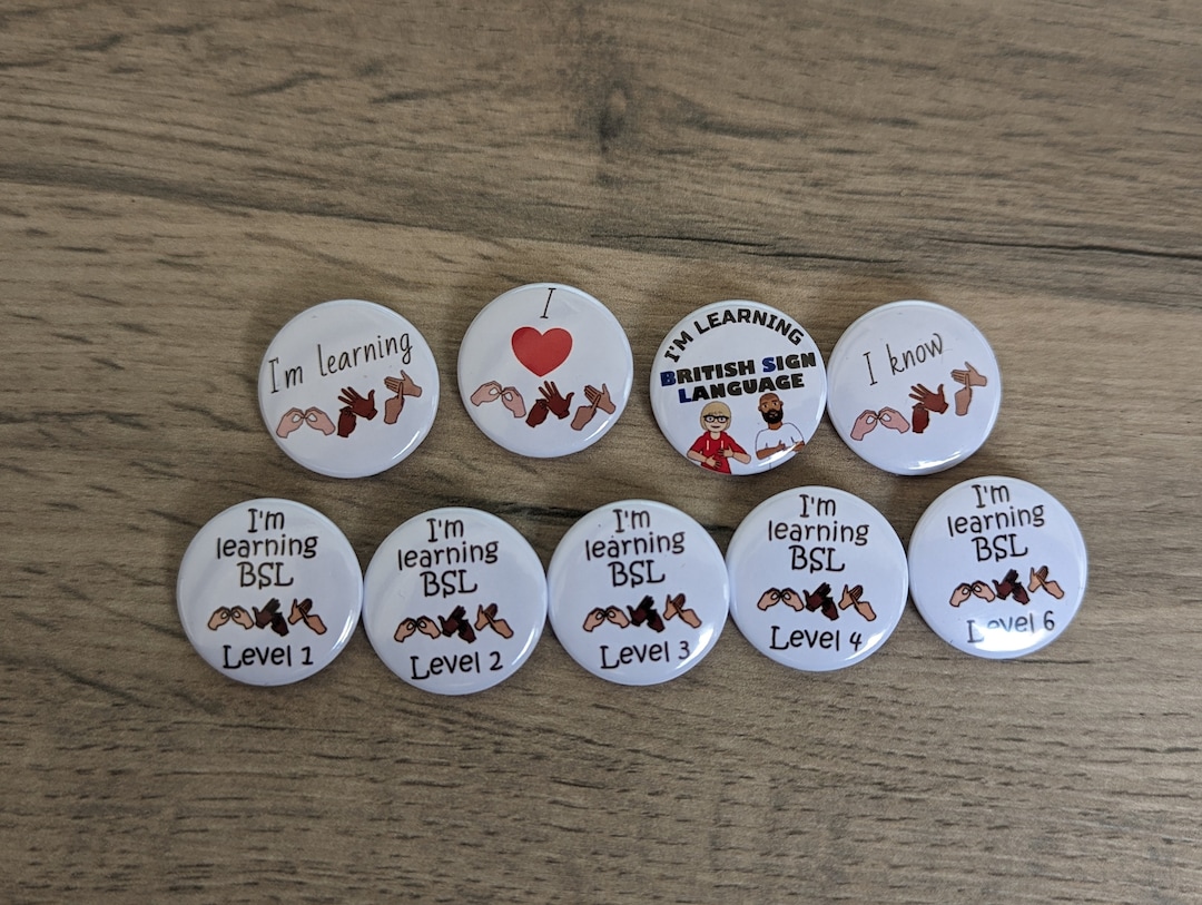 British Sign Language BSL Badges: Learning Level Pins - Etsy UK