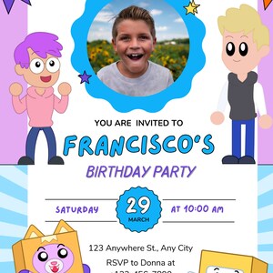 Lankybox Themed Digital Birthday Photo Invitation Template | Editable ...