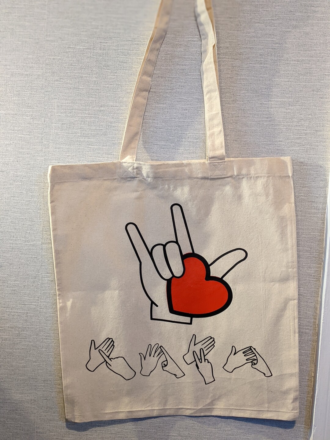 British Sign Language Tote Bag ASL I Love You Heart Love - Etsy