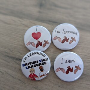 British Sign Language BSL Badges: Learning Level Pins - Etsy UK
