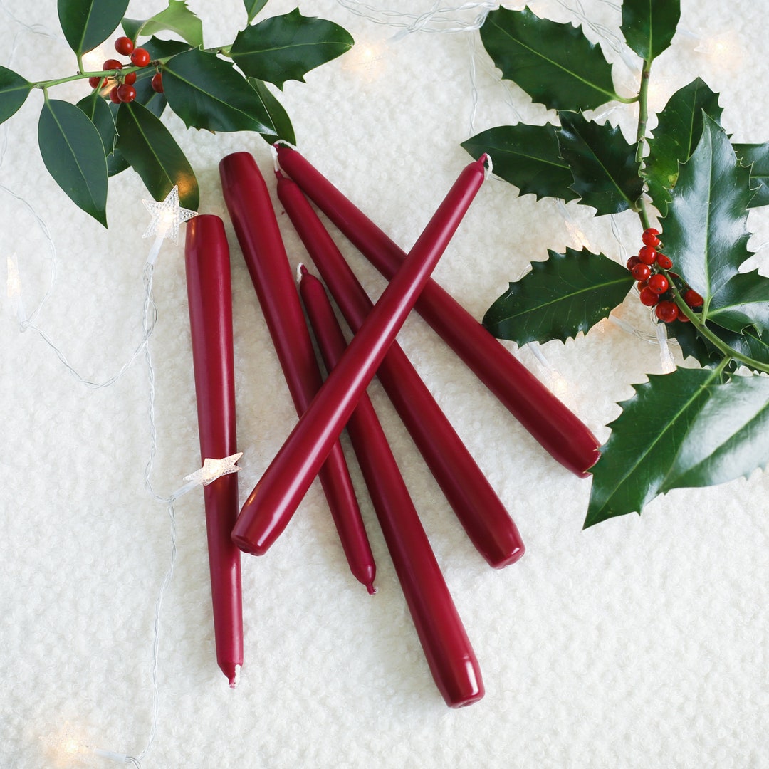 Christmas Tall Taper Candles | Festive Candle Pack | Dinner Candle ...