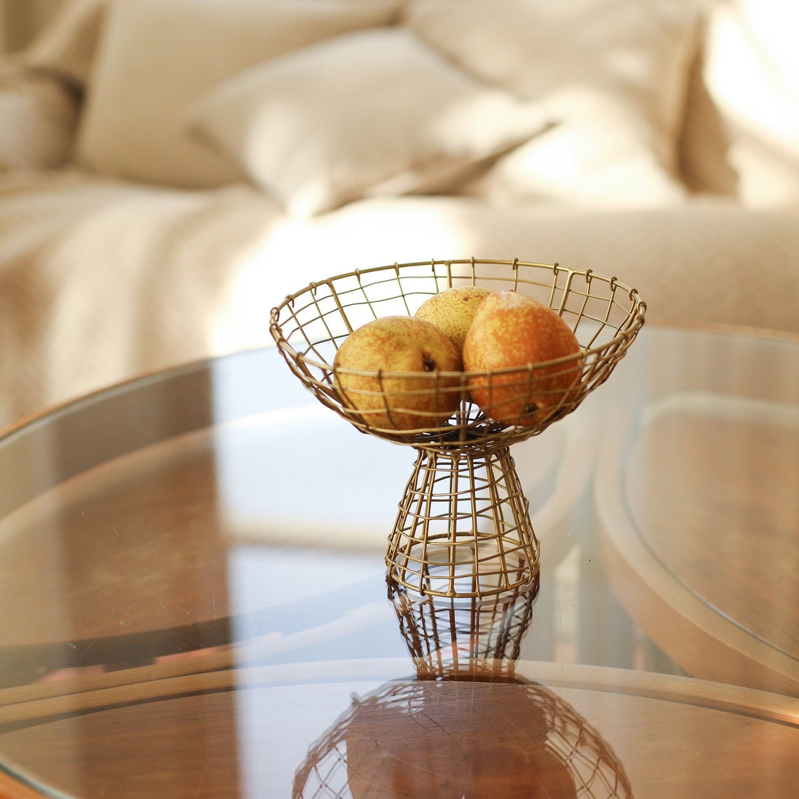 Gold Wire Fruit Bowl Table Centrepiece Kitchen Egg Basket - Etsy UK