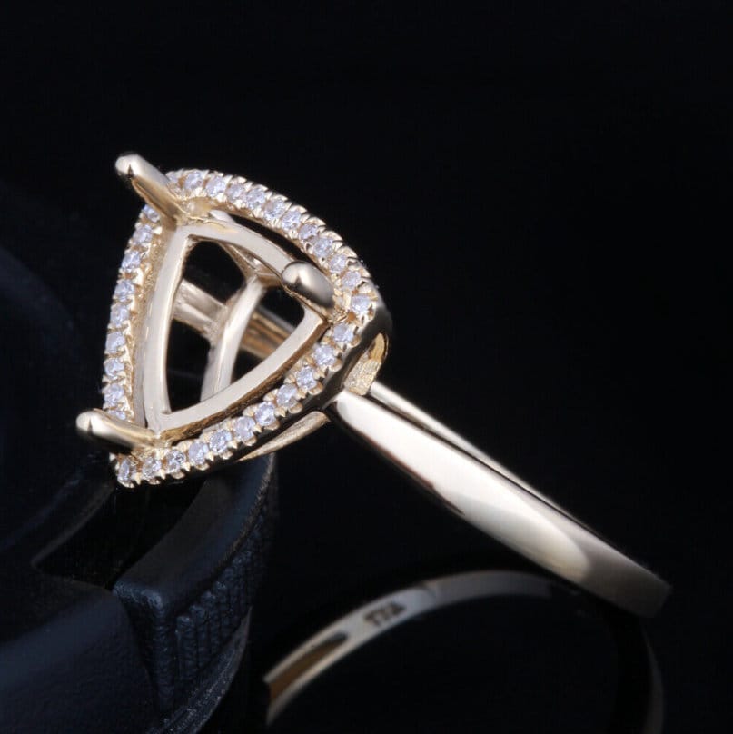 Pave Diamond Setting Engagement Semi-mount Ring 10k Yellow Gold 8mm ...