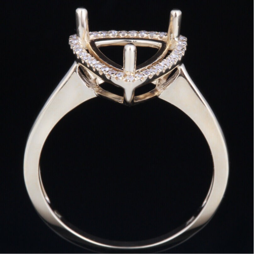 Pave Diamond Setting Engagement Semi-mount Ring 10k Yellow Gold 8mm ...