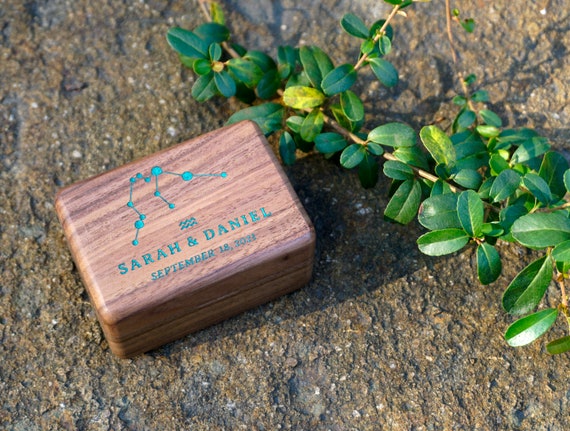 Personalized Wood Square Double Single Wedding Ring Box With - Etsy