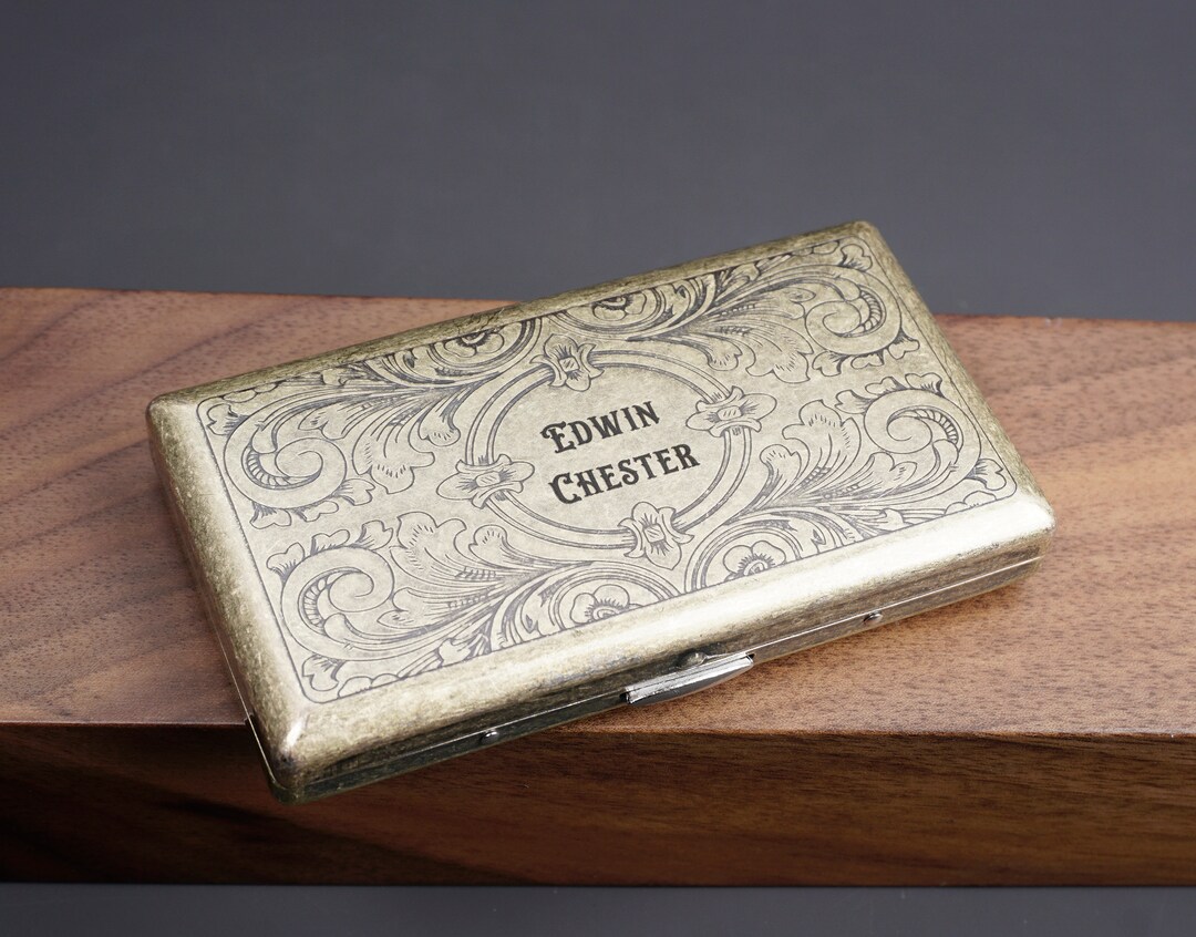 Personalized Engraved Brass Cigarette Case, Cigarette Box, Metal ...
