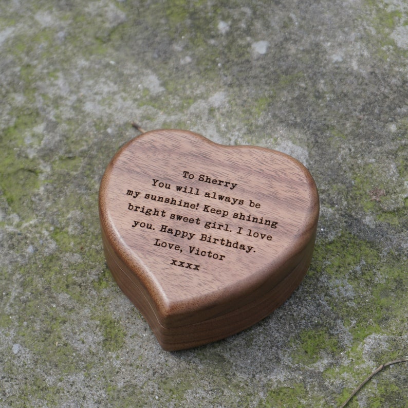 Personalized Heart Wooden Music Box With Engraving and Inlay for ...