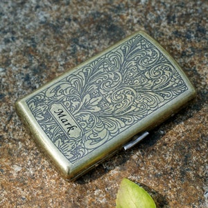 Personalized Engraved Brass Cigarette Case for 12 Cigarettes, Cigarette ...