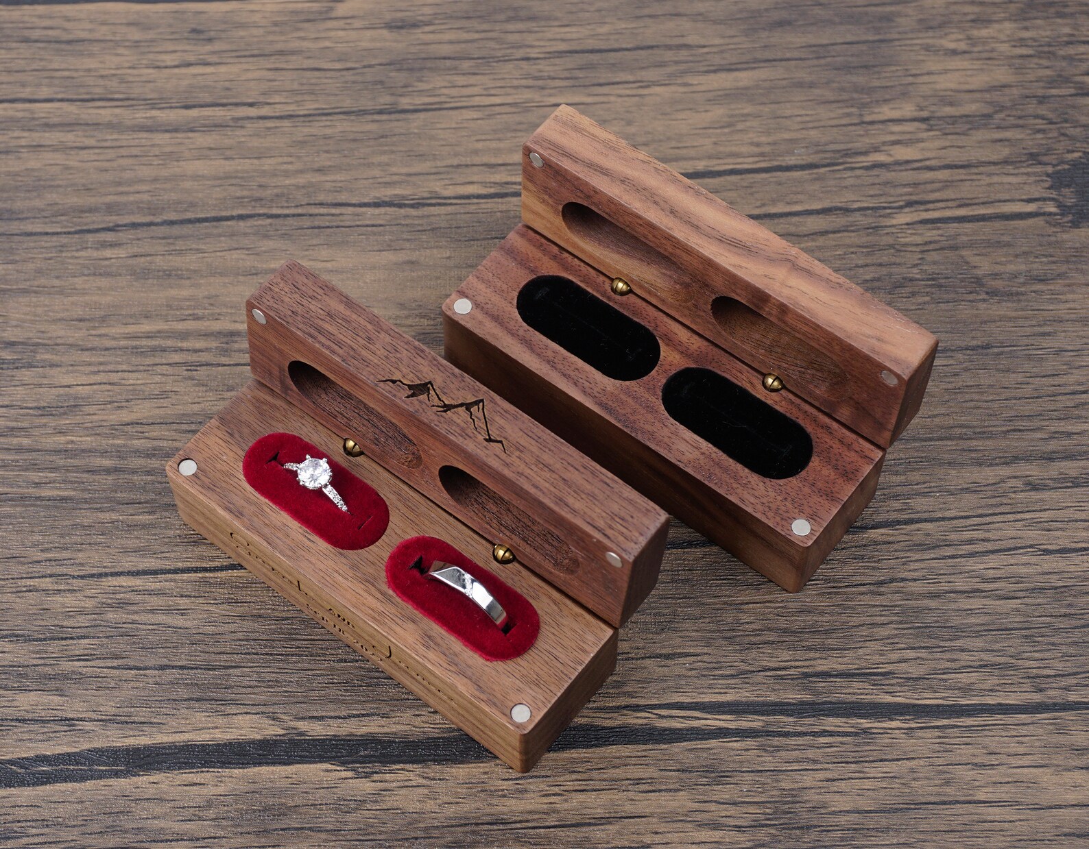 Personalized Wide Double Wood Wedding Ring Box for 2 Rings - Etsy