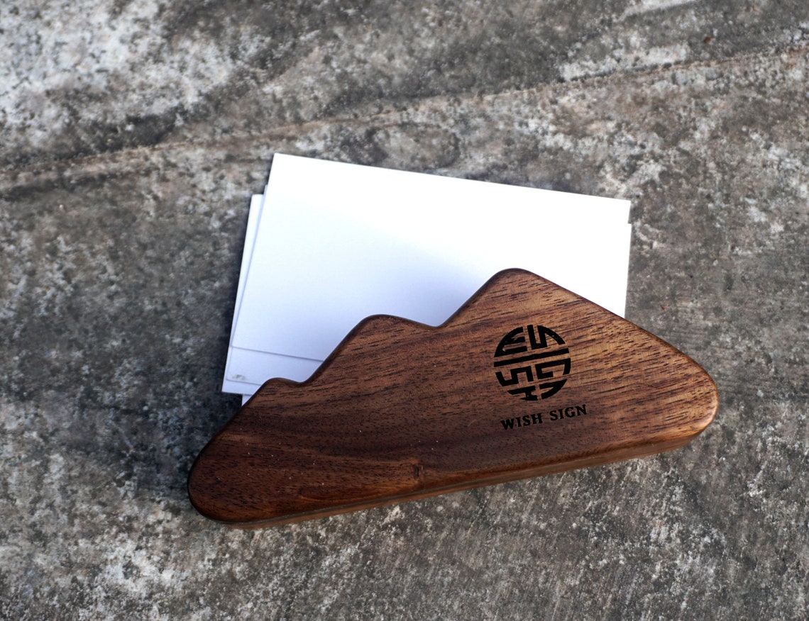 Personalized Wooden Business Card Holder for Desk With Engraving and ...