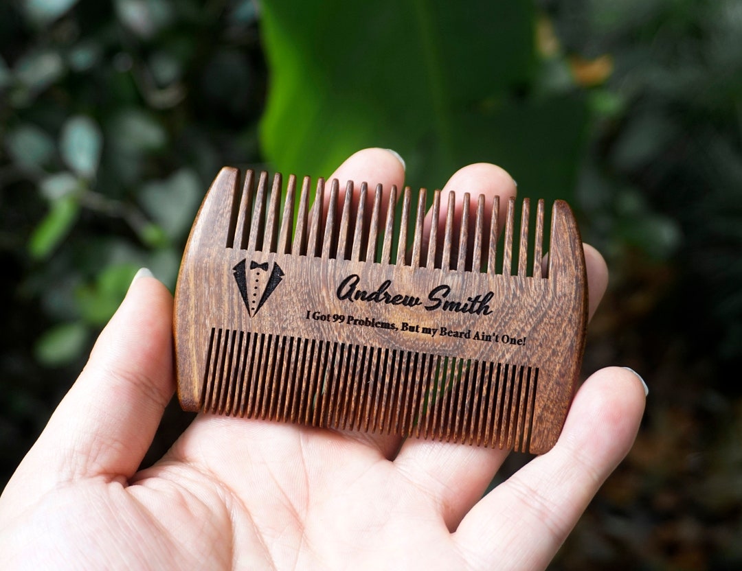 Personalized Wood Beard Comb With Engraving, Unique Gift for Husband ...