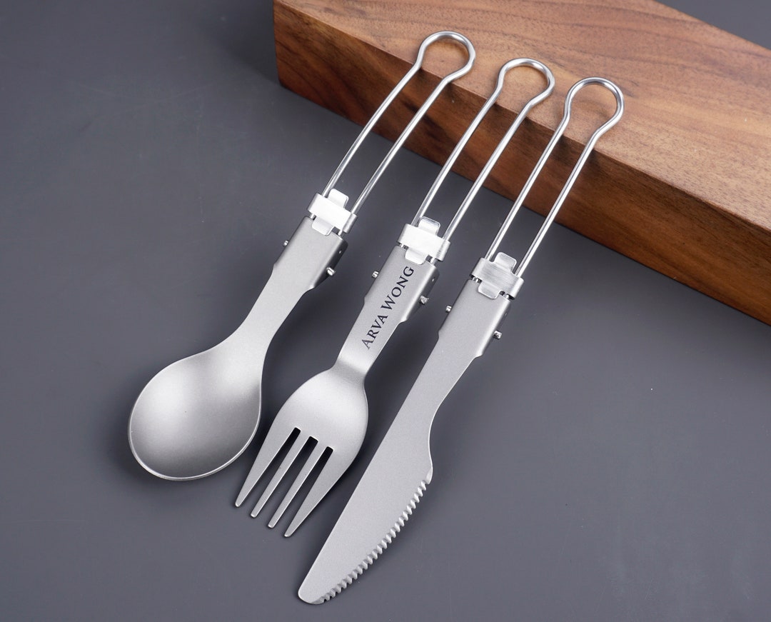 Personalized Titanium Utensil Set - Portable, Collapsible, Pocket-sized ...