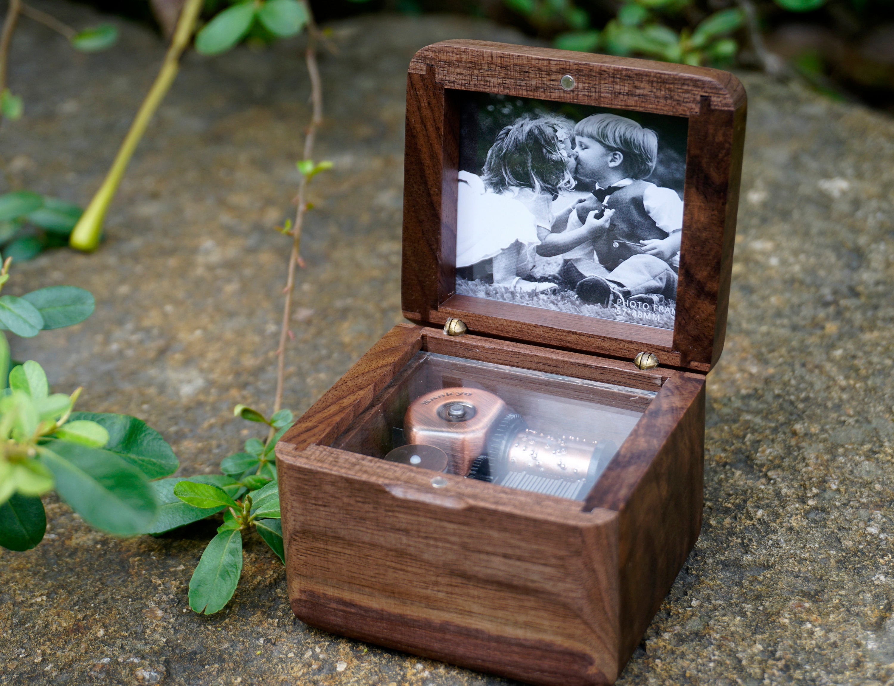 Personalized Wood Music Box With Engravingphoto and Inlay for - Etsy
