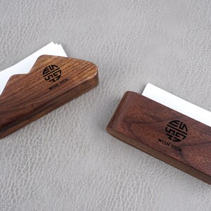 Personalized Wooden Business Card Holder for Desk With Engraving and ...