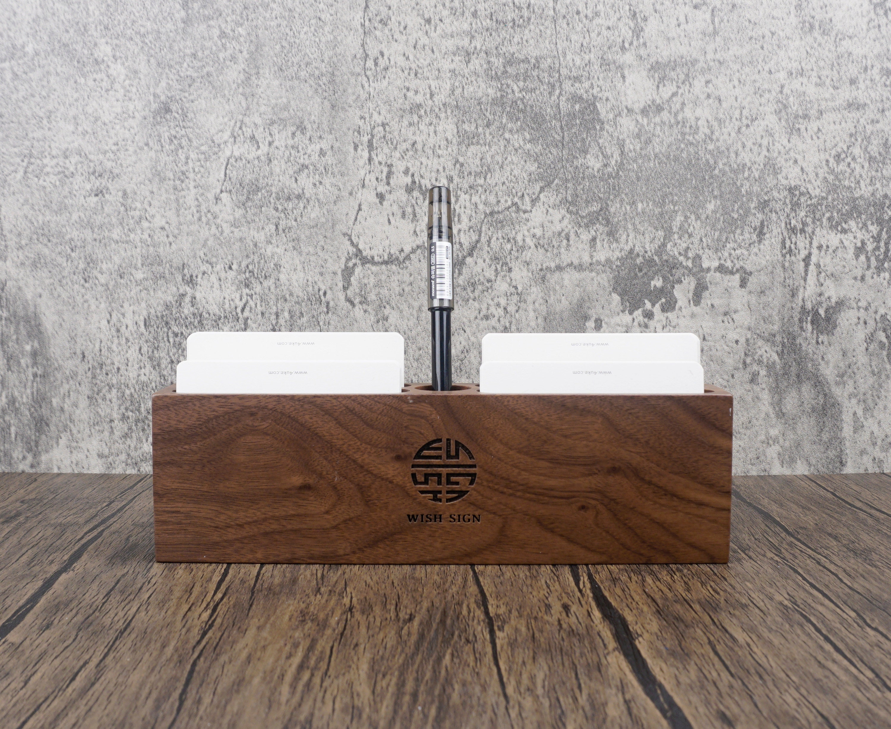 Personalized Wood Business Card Holder for Desk Desk Name - Etsy