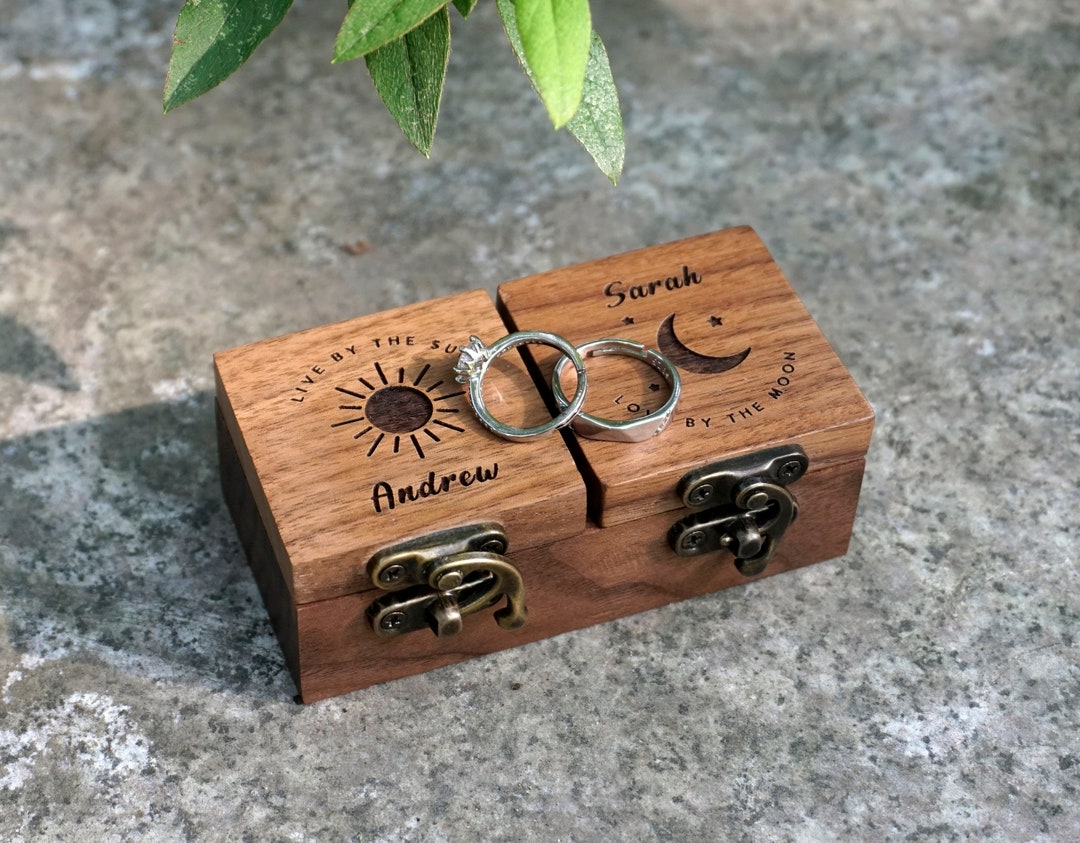 Custom Wooden Double Ring Box for Wedding, Engagement - Etsy