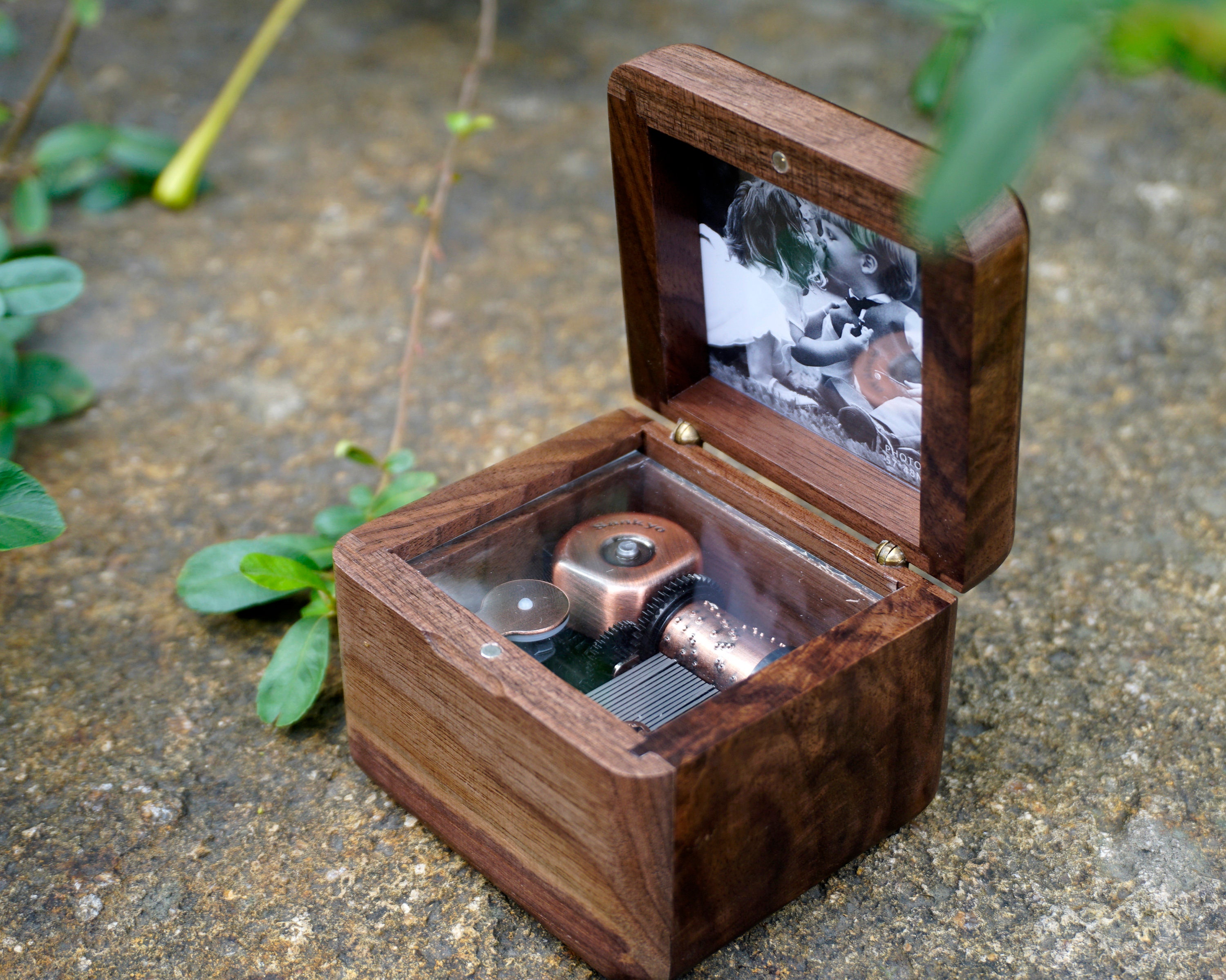 Personalized Wood Music Box With Engravingphoto and Inlay for - Etsy