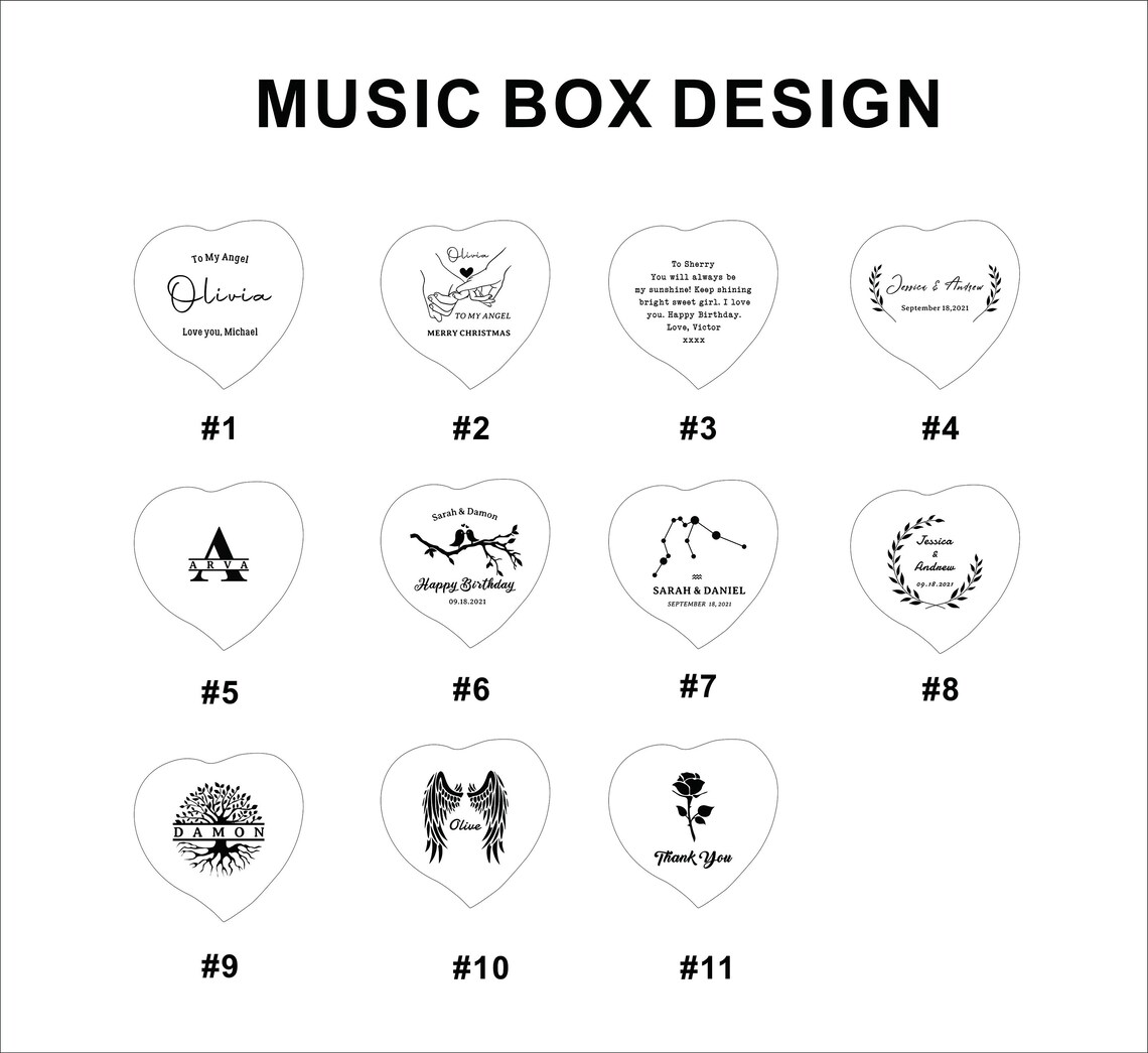 Personalized Heart Wooden Music Box With Engraving and Inlay for ...