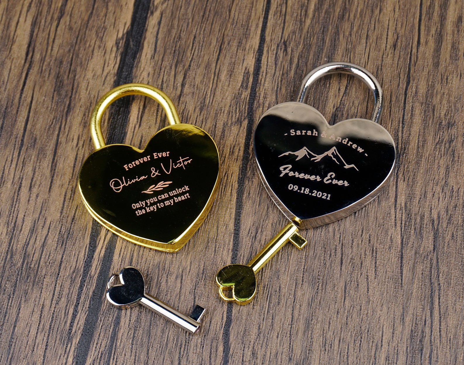 Personalized Engraved Heart Love Lock With Key Travel Bridge | Etsy