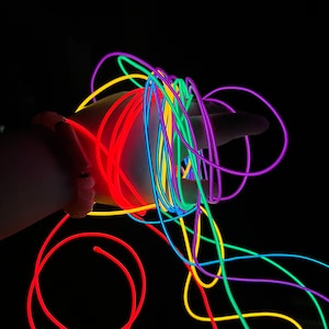 El Wire Kit With Small Power Pack for DIY, EL Wire Sign Glow in the ...