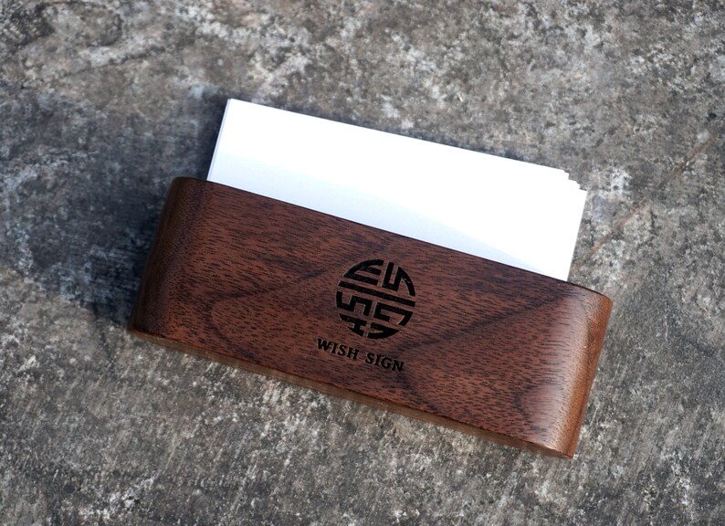 Personalized Wooden Business Card Holder for Desk With Engraving and ...