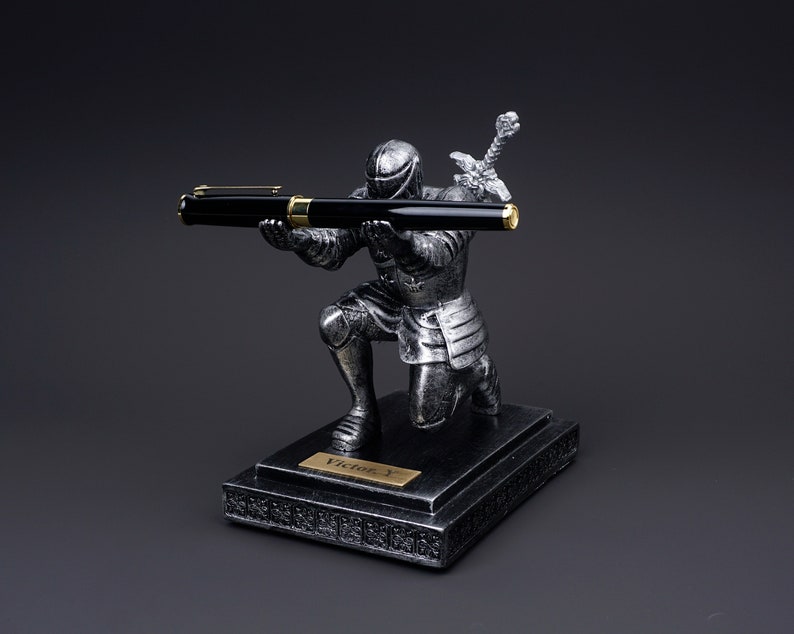 Personalized Knight DESK PEN HOLDER With Engraved Brass Name - Etsy