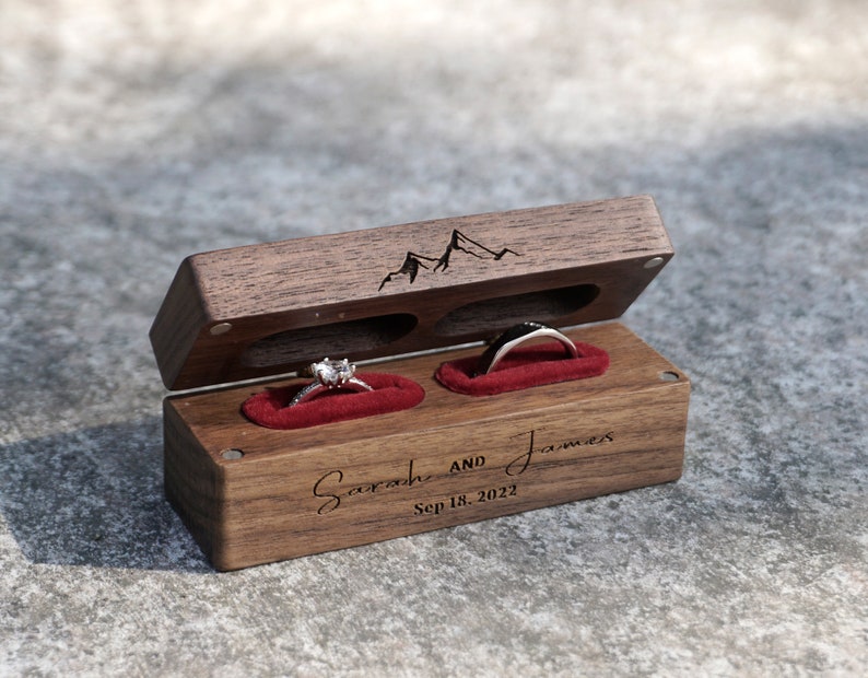 Personalized Wide Double Wood Wedding Ring Box for 2 Rings - Etsy