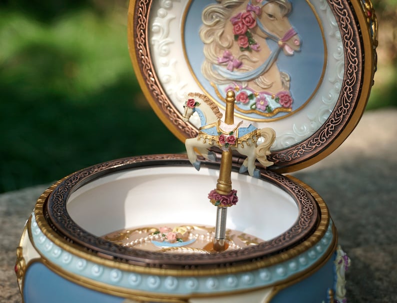 Personalized Carousel Horse Music Box With Engraved Howls - Etsy