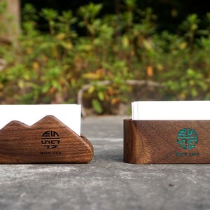 Personalized Wooden Business Card Holder for Desk With - Etsy