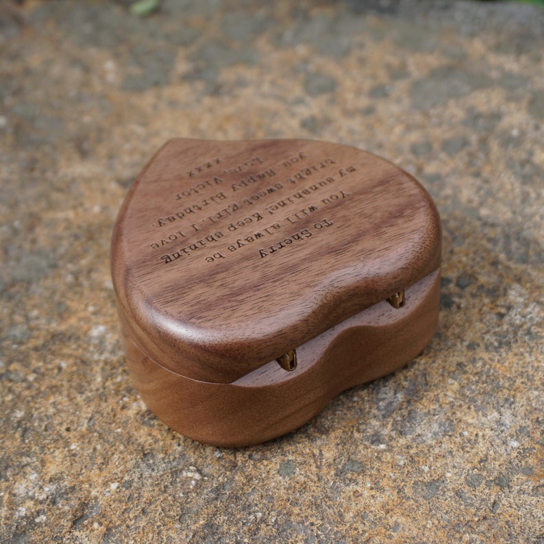Personalized Heart Wooden Music Box With Engraving and Inlay for ...