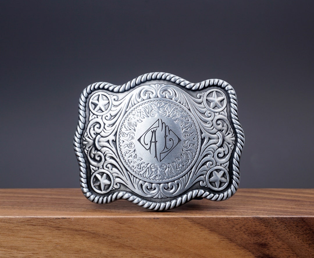 Personalized BELT BUCKLE for Man With Two Letter Monogram, Custom ...