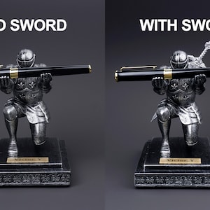 Personalized Knight DESK PEN HOLDER With Engraved Brass Name Plate ...