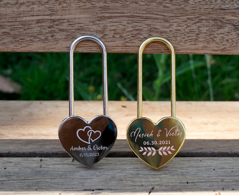 Personalized Engraved Heart Love Padlock With Key, Travel Bridge Long ...