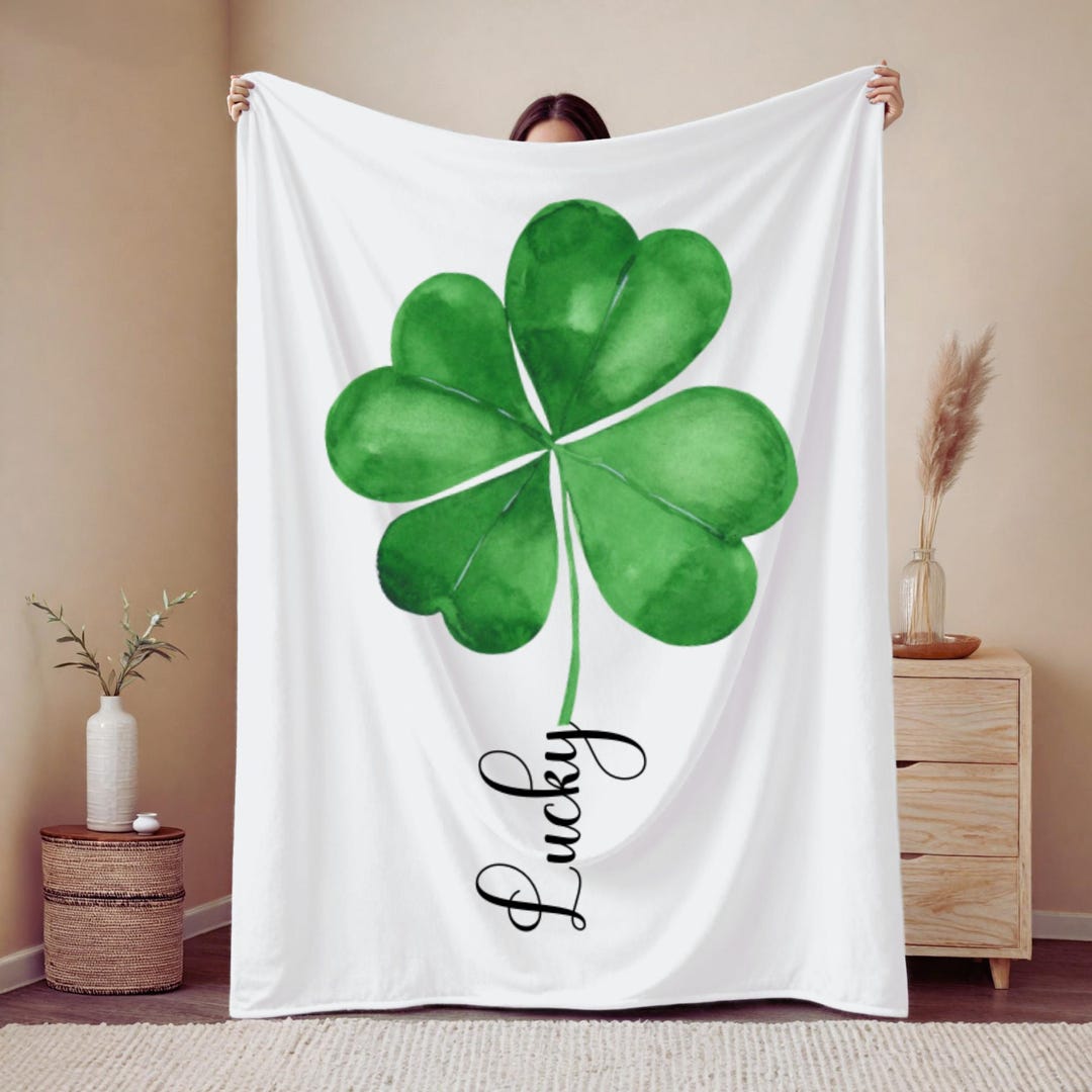 Four Leaf Clover Lucky Shamrock Blanket, Lucky Irish Fleece Throw, St ...