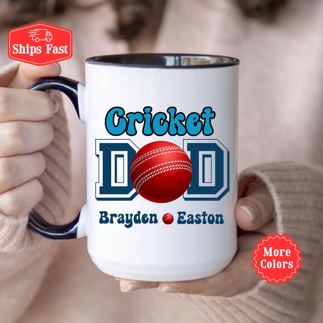 Personalized Cricket Dad Mug With Kids Names, Sports Dad Coffee Cup ...