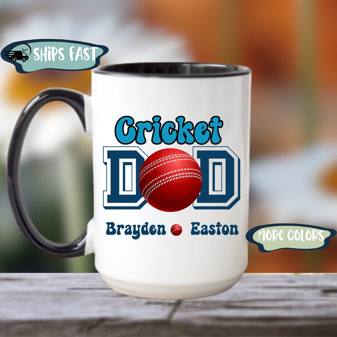 Personalized Cricket Dad Mug With Kids Names, Sports Dad Coffee Cup ...