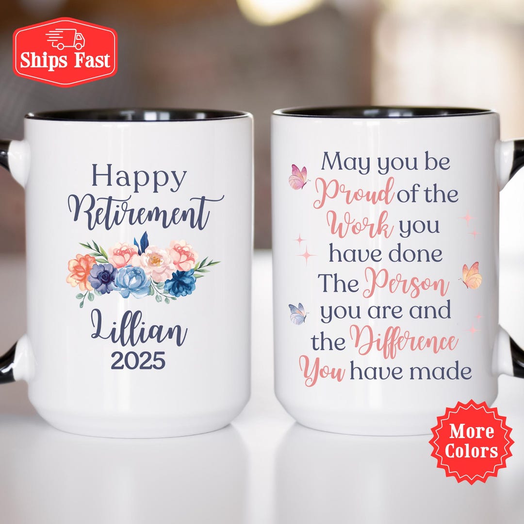 Custom Retirement Mug for Women, Retirement Mug for Coworker, Retired ...