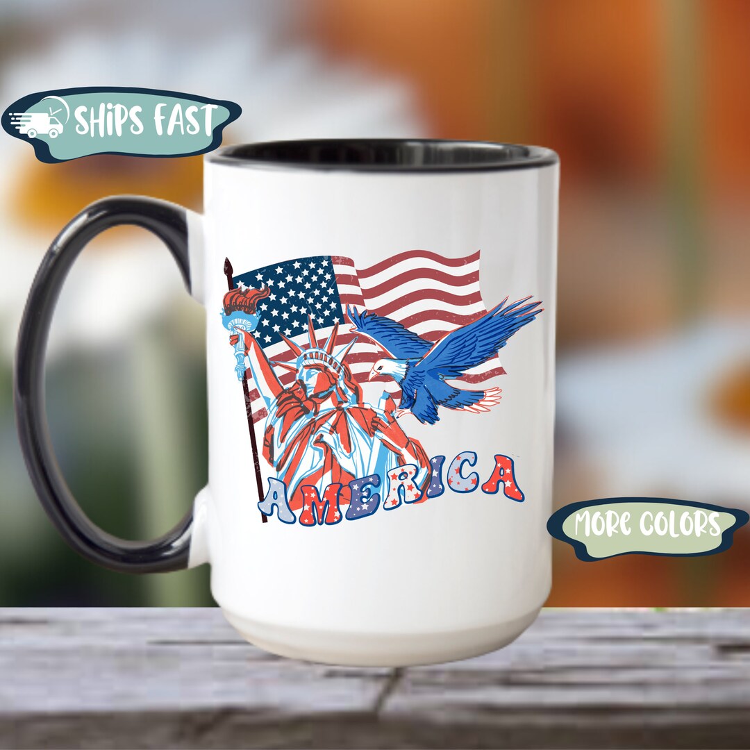 USA Flag Mug, 4th of July Coffee Cup, Memorial Day Gift, Patriotic Gift ...