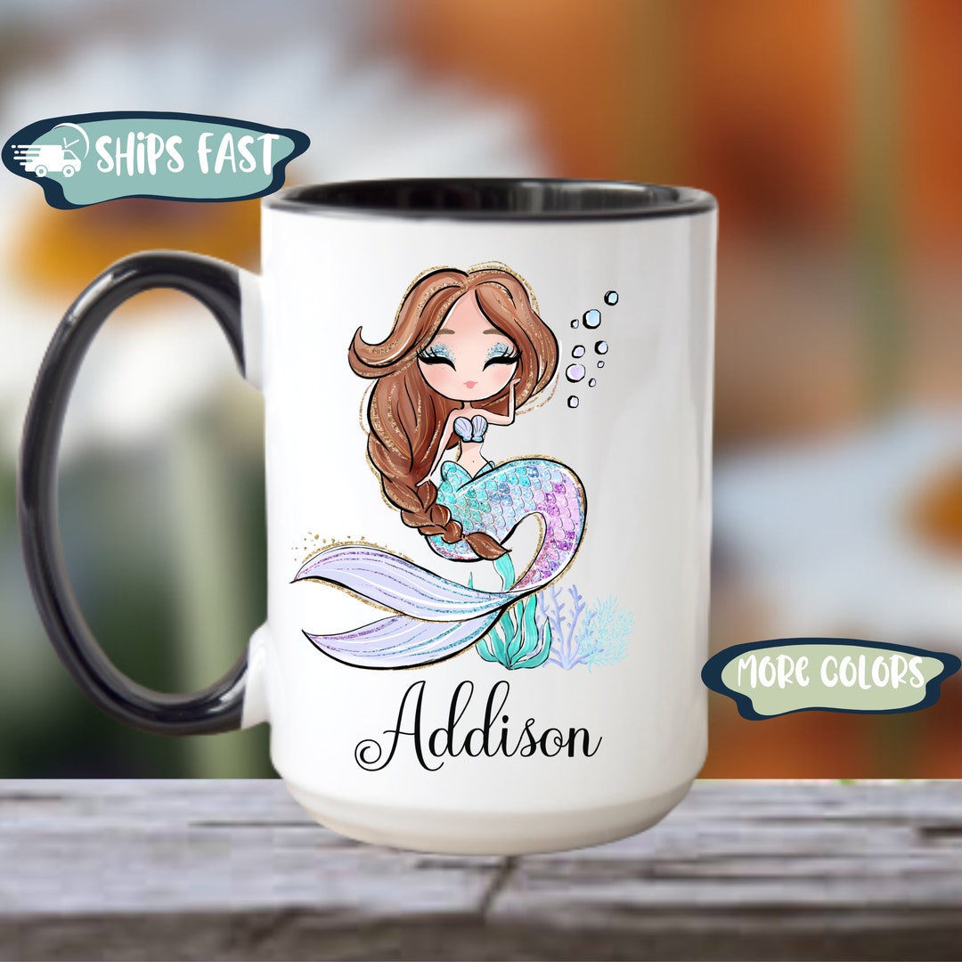 Mermaid Mug, Mermaid Coffee Cup, Personalized Mermaid Gift for Girls ...