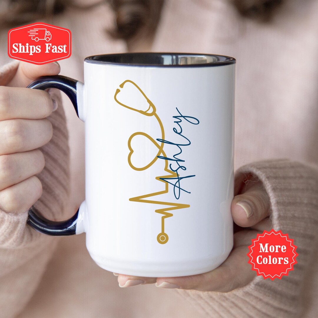 Personalized Nurse Mug: Custom Stethoscope Coffee Cup 001930 - Etsy